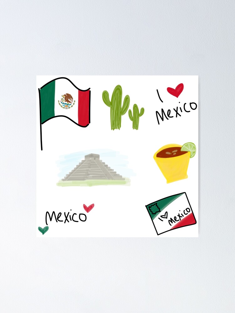 Póster «Pegatinas de la bandera de México, I Heart Mexico, Mexican, MEX ...