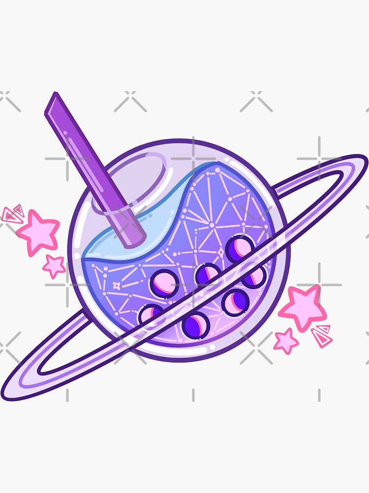 "Galaxy Boba Tea Planet Sticker" Sticker for Sale by bubblycoral ...