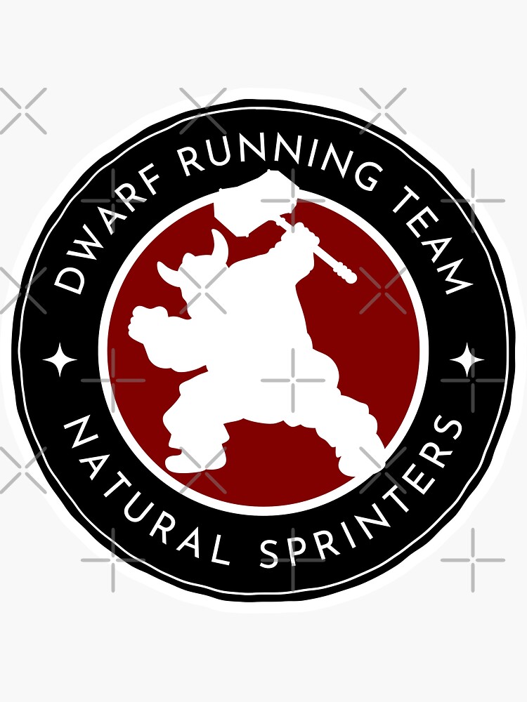 "Dwarf Running Team - Natural Sprinters - White - Fantasy Funny Running ...