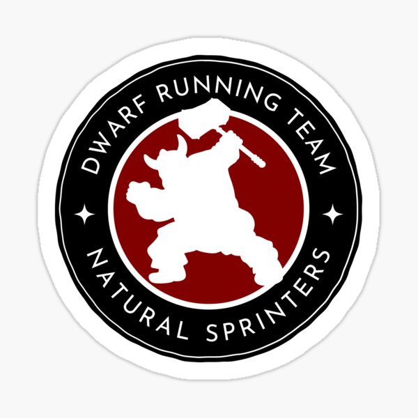 "Dwarf Running Team - Natural Sprinters - White - Fantasy Funny Running ...