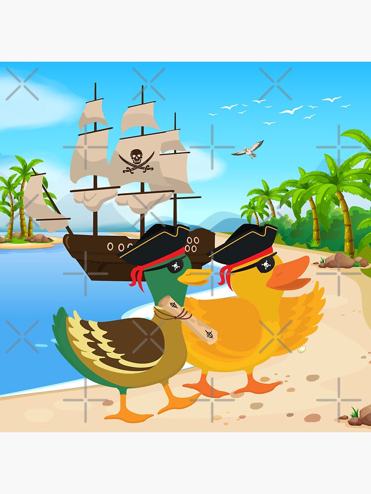 "Cute Pirate Ducks on beach" Sticker for Sale by Write-to-Rebel | Redbubble