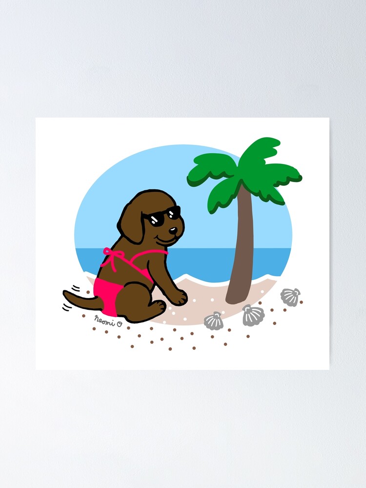 "Chocolate Labrador Bikini Girl" Poster by HappyLabradors | Redbubble