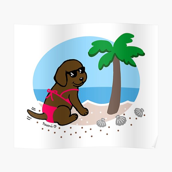 "Chocolate Labrador Bikini Girl" Poster by HappyLabradors | Redbubble