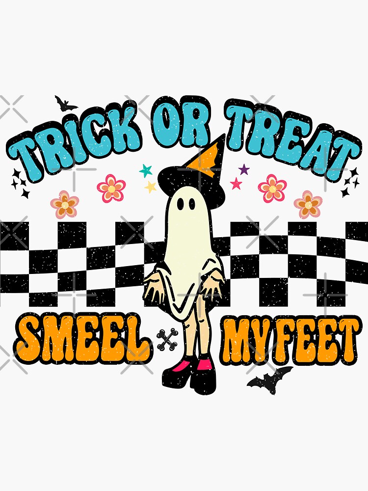 "Trick or Treat Smell my Feet Vintage Retro Cute Halloween " Sticker ...