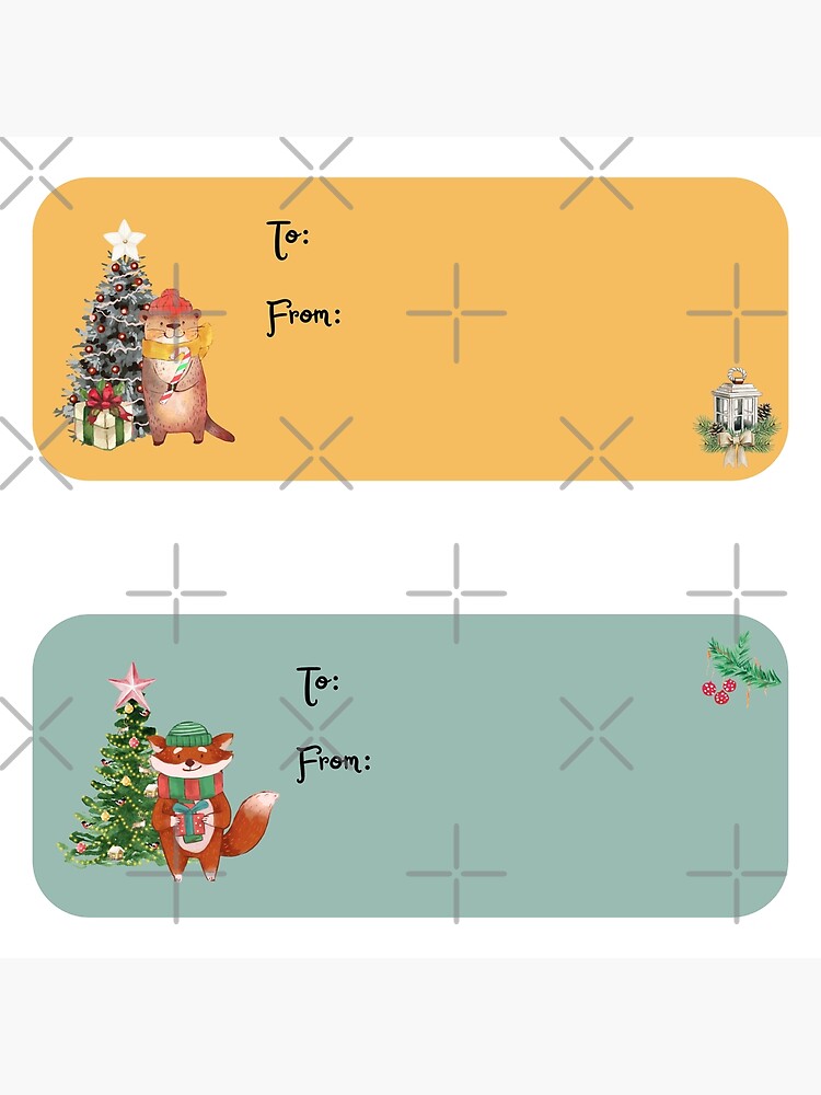 "Cute Watercolor Wild Animals Christmas Present Labels Holiday Gift ...