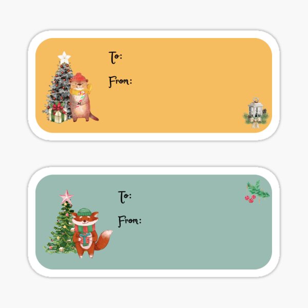 "Cute Watercolor Wild Animals Christmas Present Labels Holiday Gift ...