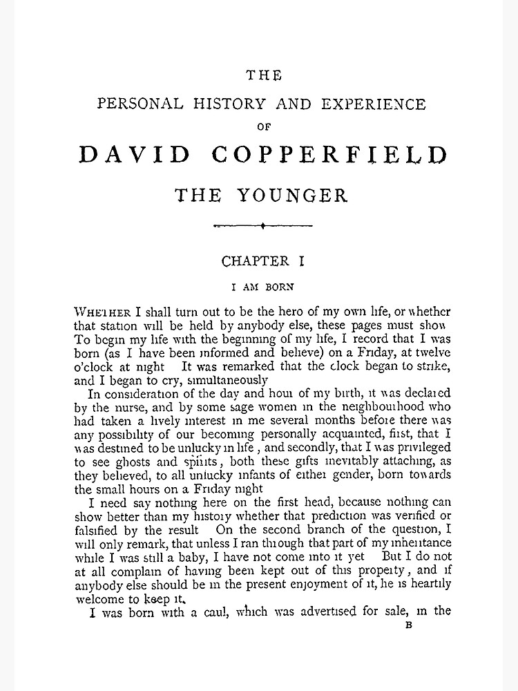 "HIGH RESOLUTION David Copperfield Charles Dickens First Page" Poster ...