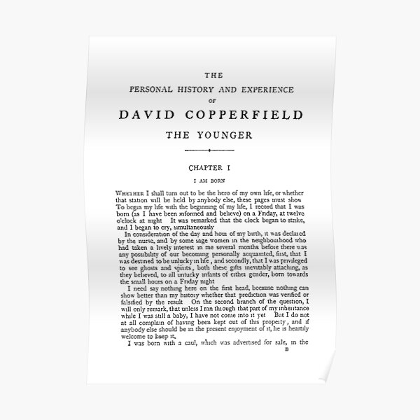"HIGH RESOLUTION David Copperfield Charles Dickens First Page" Poster ...