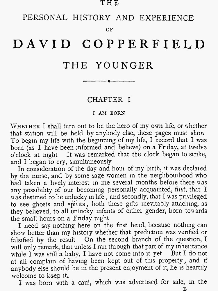 "HIGH RESOLUTION David Copperfield Charles Dickens First Page" Sticker ...