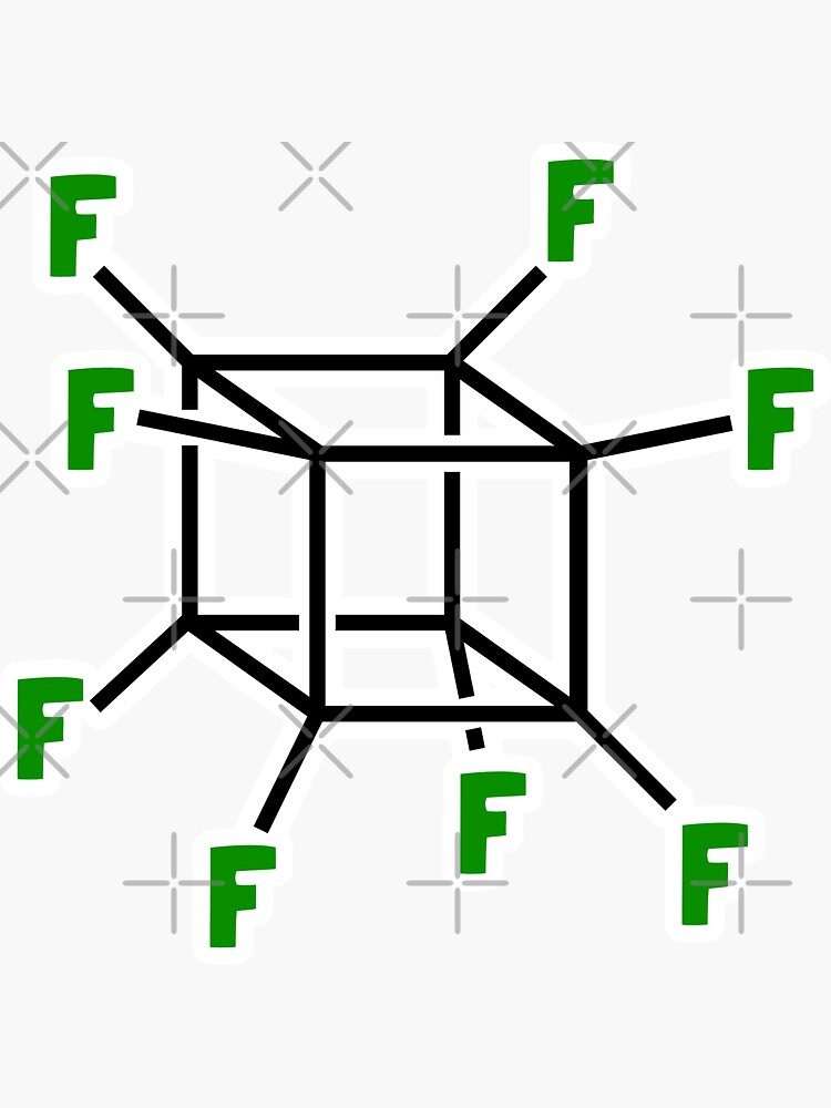 "Perfluorocubane Molecular Structure" Sticker for Sale by artsy-chemist ...