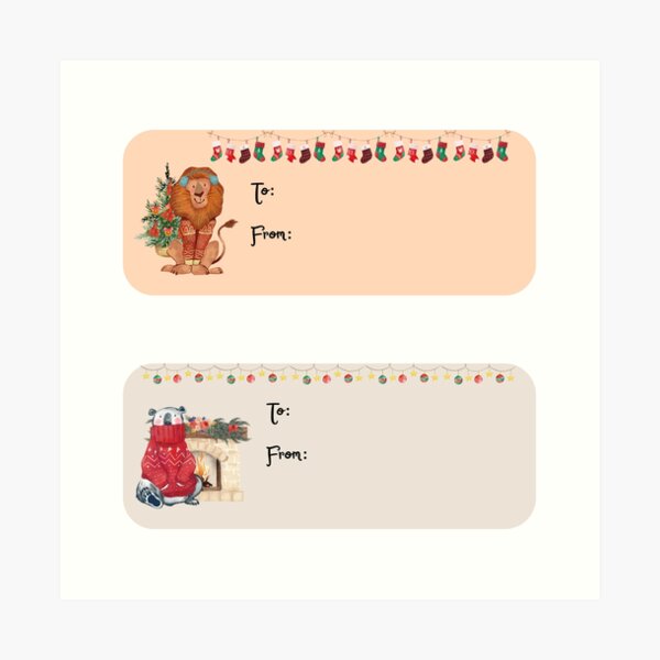 "Cute Watercolor Wild Animals Christmas Present Labels Holiday Gift ...