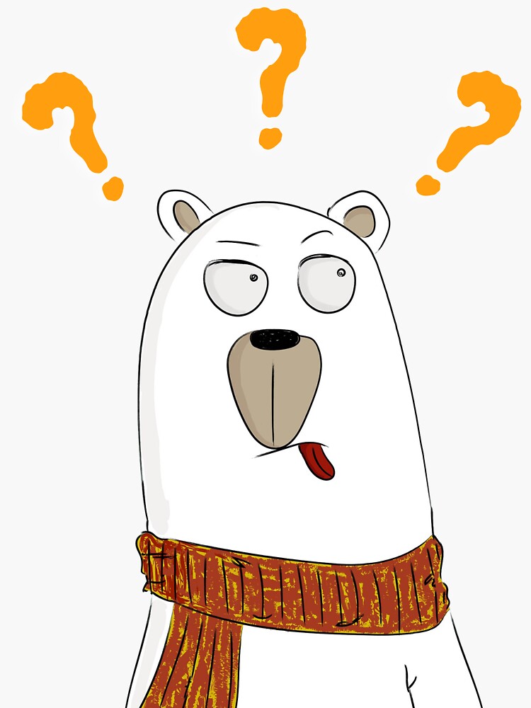 "Little white bear question mark" Sticker for Sale by LovelyMrCat ...