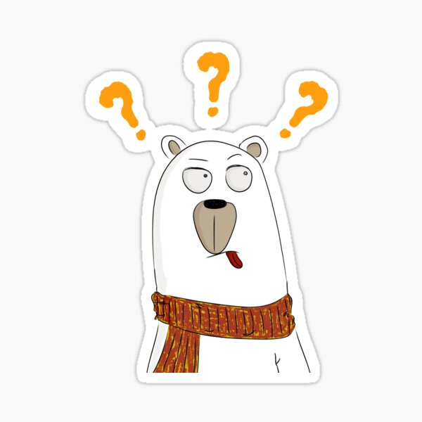 "Little white bear question mark" Sticker for Sale by LovelyMrCat ...