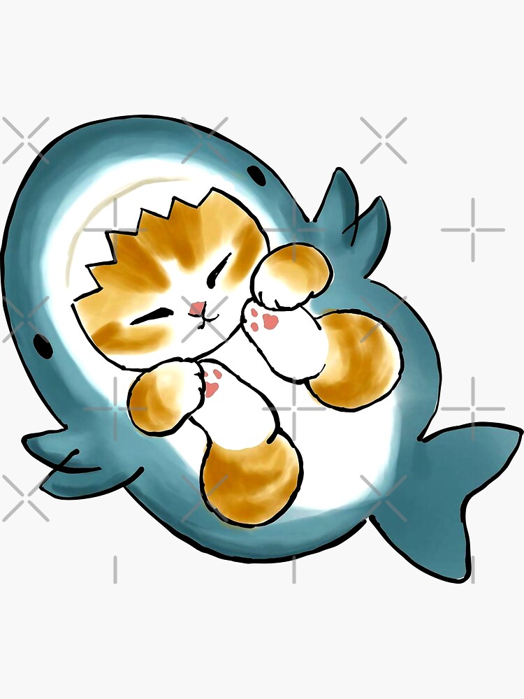"Cute Cat Shark " Sticker for Sale by Internetan | Redbubble