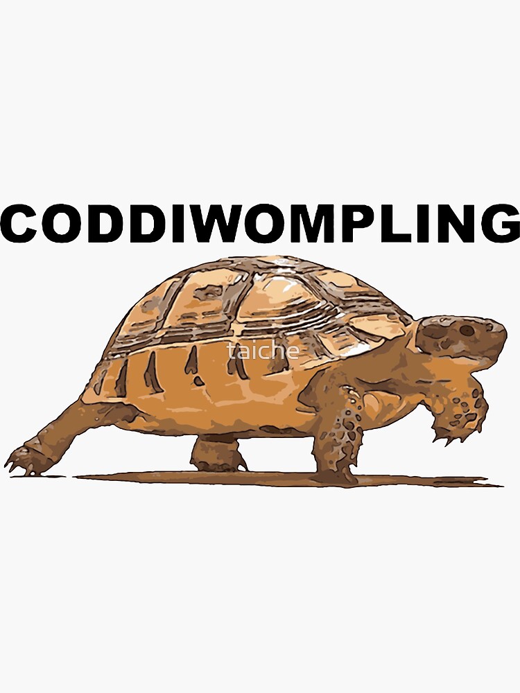 "Coddiwompling Text Above Plodding Baby Tortoise" Sticker for Sale by ...
