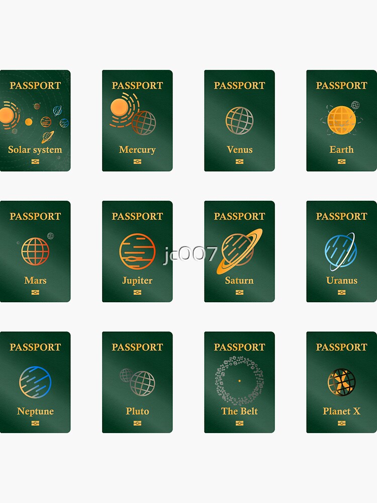"Passports - Solar system - Green" Sticker for Sale by jc007 | Redbubble