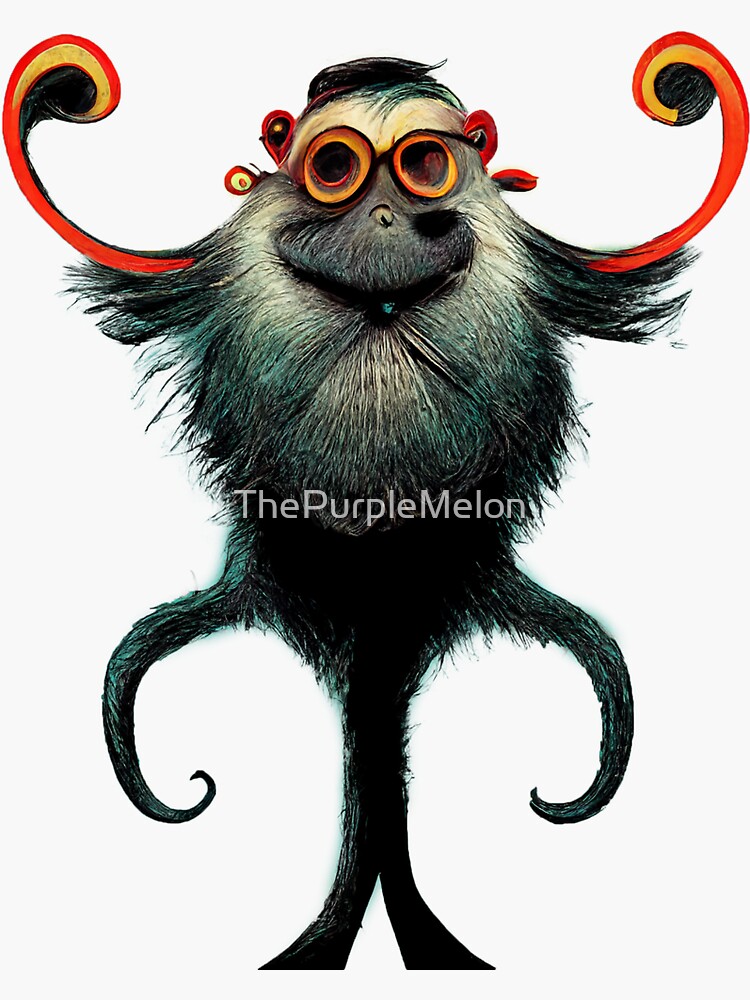 "Dr Seuss inspired monkey design" Sticker for Sale by ThePurpleMelon ...