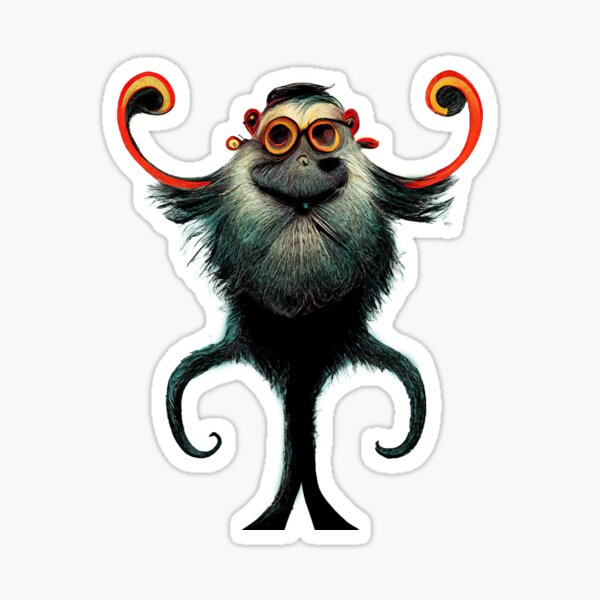 "Dr Seuss inspired monkey design" Sticker for Sale by ThePurpleMelon ...