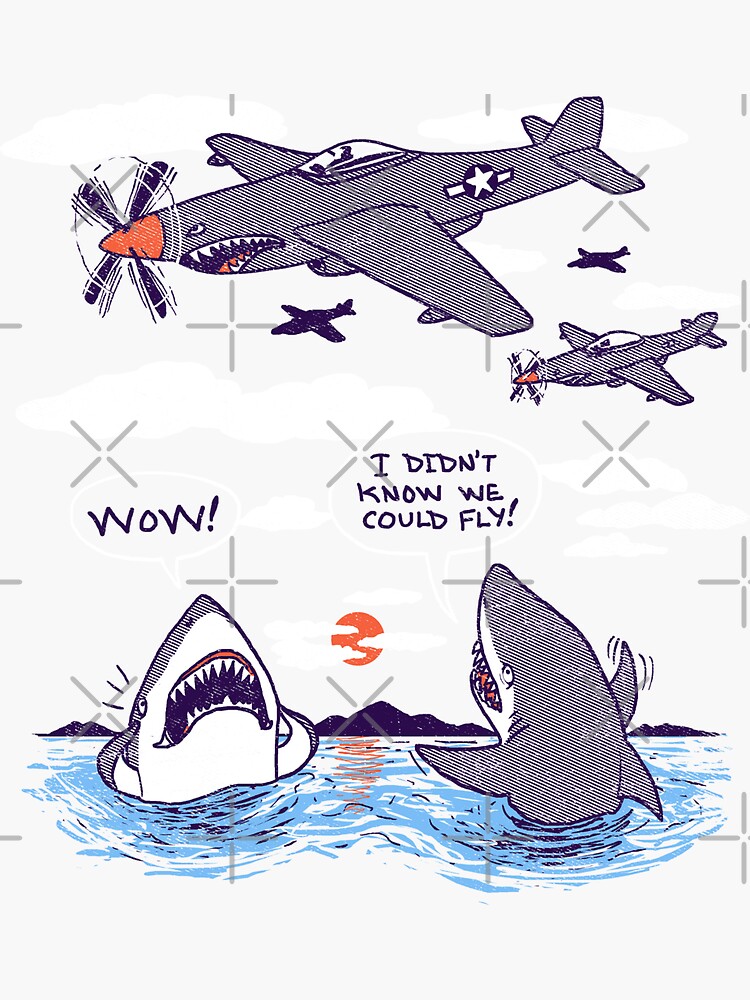 "Flying Sharks" Sticker for Sale by wytrab8 | Redbubble