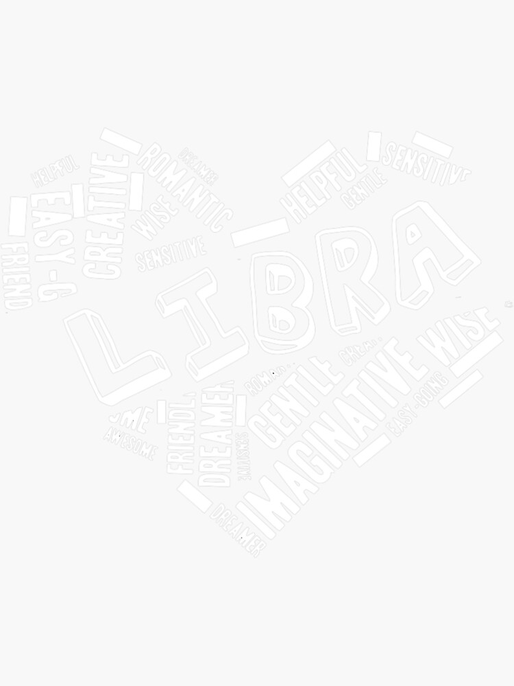 "Libra Heart Word Cloud Doodle Astrology Zodiac Star Sign" Sticker for ...