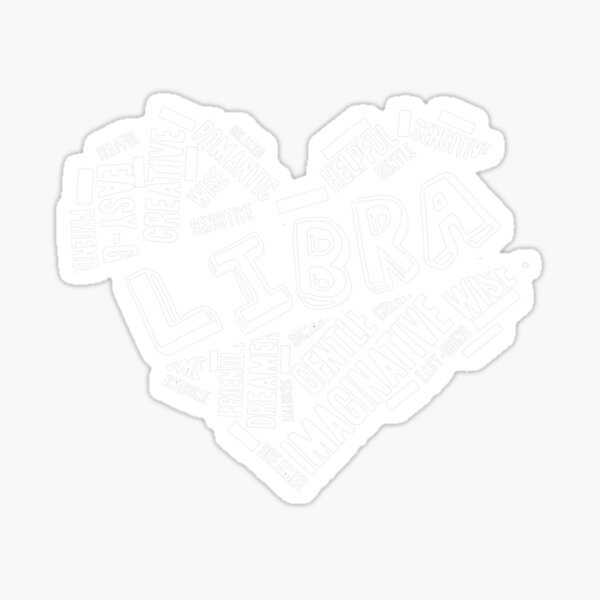 "Libra Heart Word Cloud Doodle Astrology Zodiac Star Sign" Sticker for ...