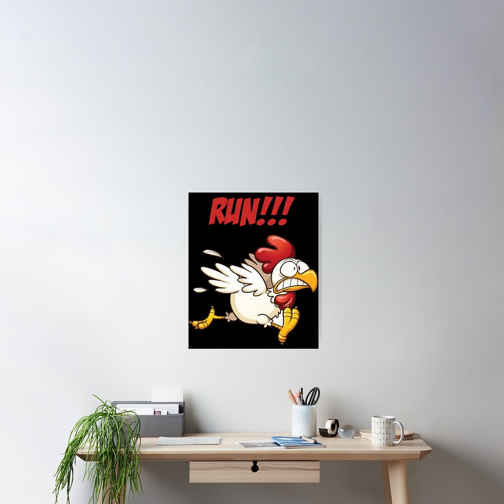 "run chicken run meme" Poster for Sale by DiceRollTee | Redbubble