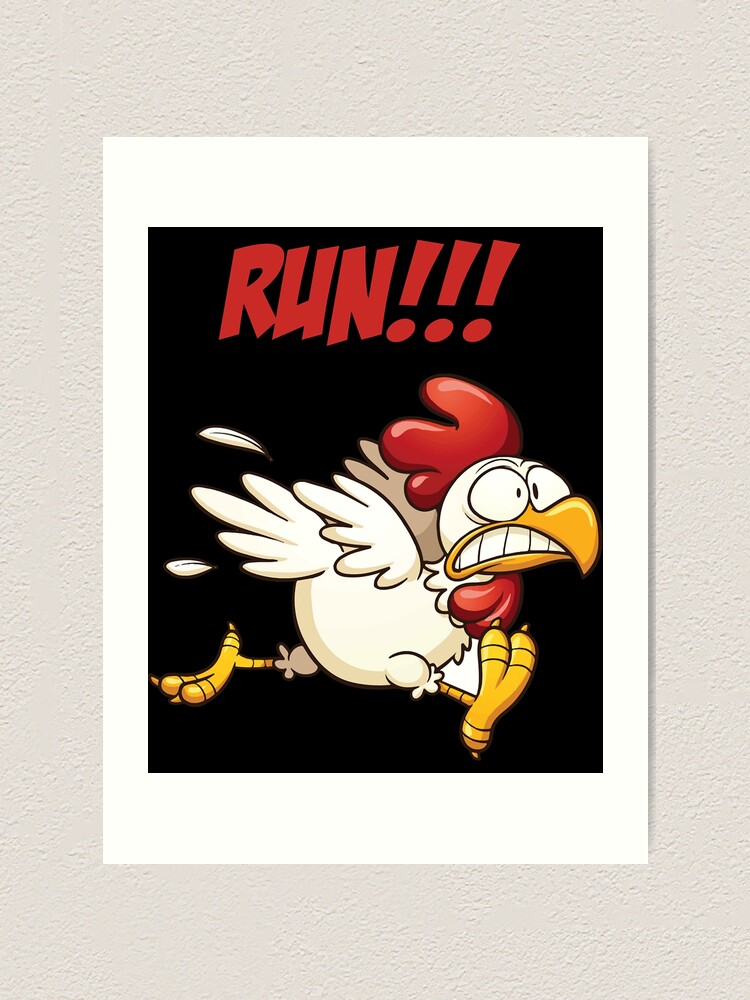 "run chicken run meme" Art Print for Sale by DiceRollTee | Redbubble
