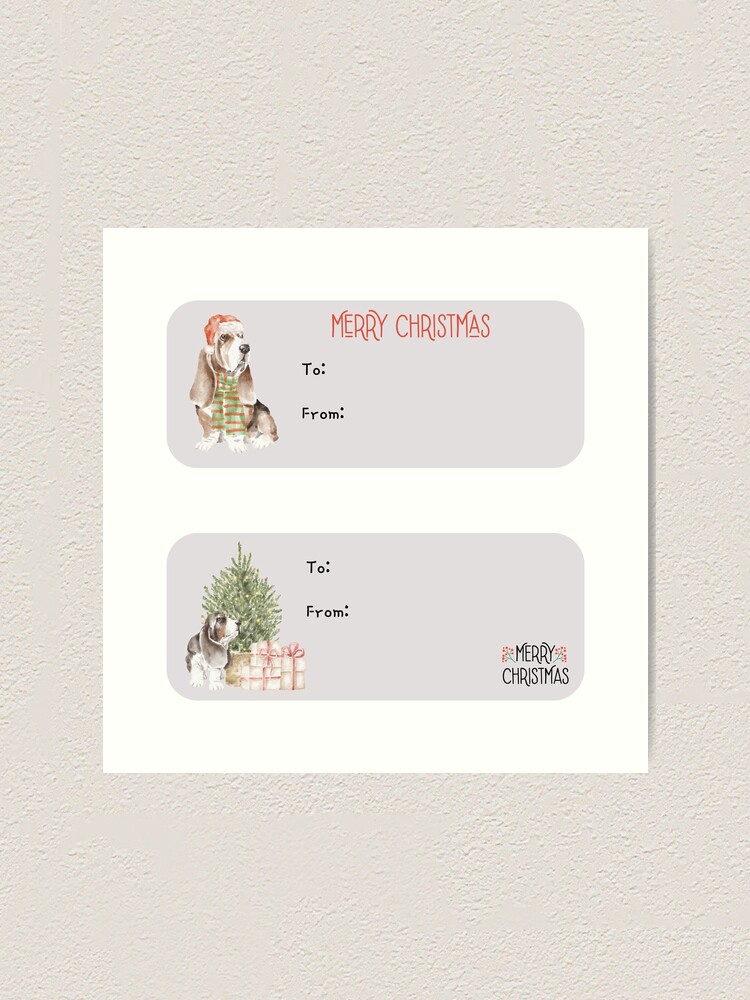 "Cute Watercolor Dogs Christmas Present Labels Holiday Gift Tags Bundle ...