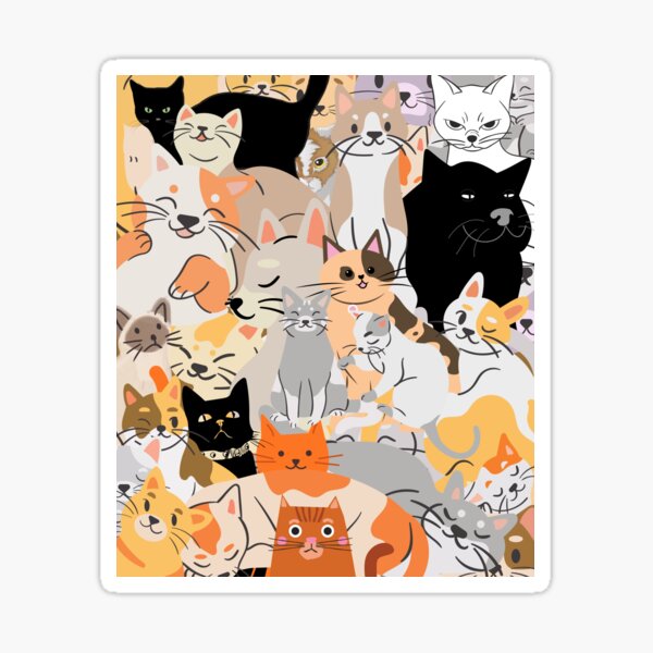 "Many Cute Cats Collage" Sticker for Sale by ElviraHyvonen | Redbubble