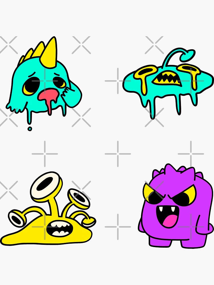 "4 pieces cute little monsters sticker pack No.7" Sticker for Sale by ...