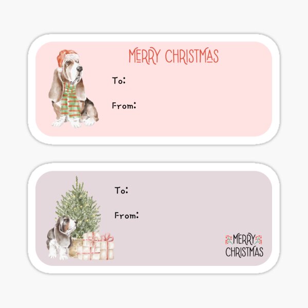 "Cute Watercolor Dogs Christmas Present Labels Holiday Gift Tags Bundle ...