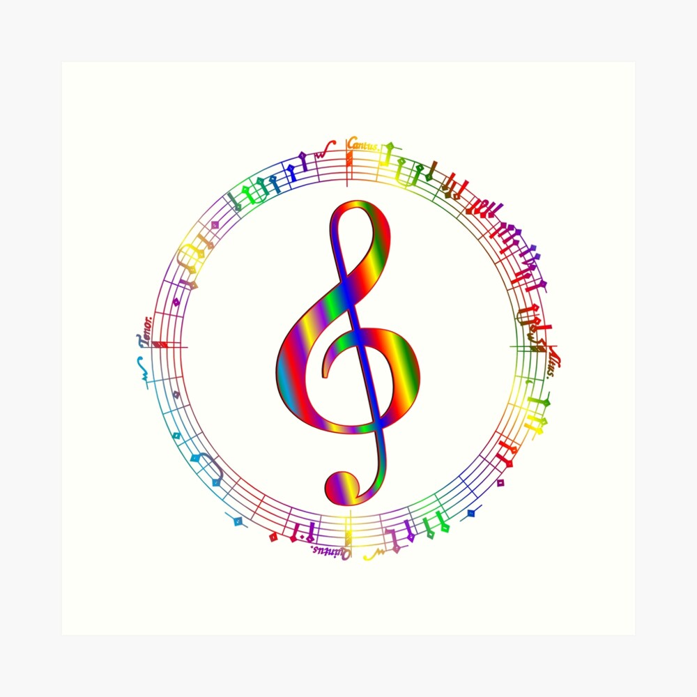 "Colorful Treble Clef" Art Print by CoolDoodles | Redbubble