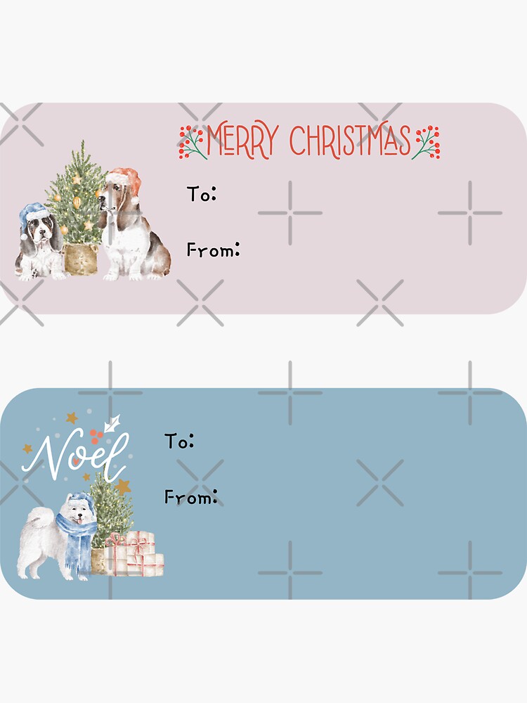 "Cute Watercolor Dogs Christmas Present Labels Holiday Gift Tags Bundle ...