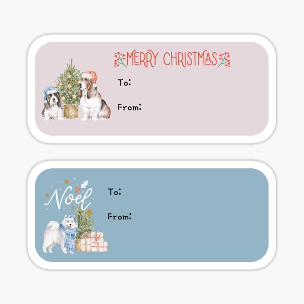 "Cute Watercolor Dogs Christmas Present Labels Holiday Gift Tags Bundle ...