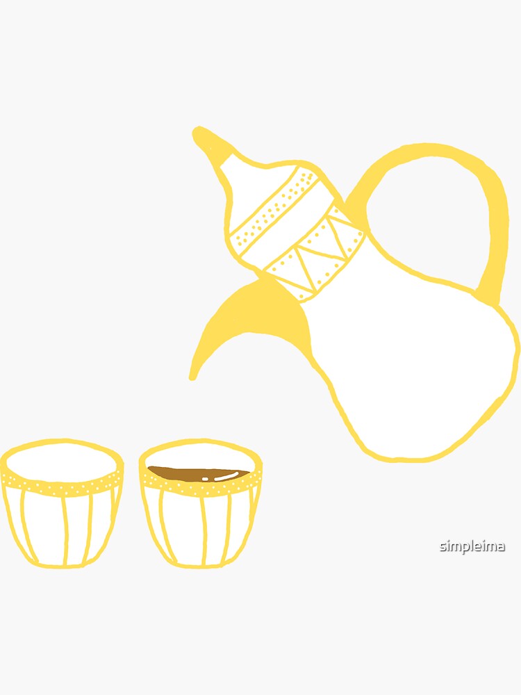دلة و فنجان Arabic Coffee Qahwa Sticker For Sale By Simpleima Redbubble