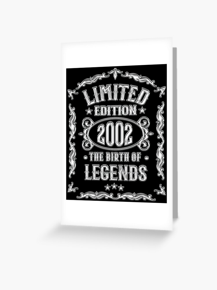 "20 Birthday Birth of Legends 2002 Vintage 2002" Greeting Cardundefined ...