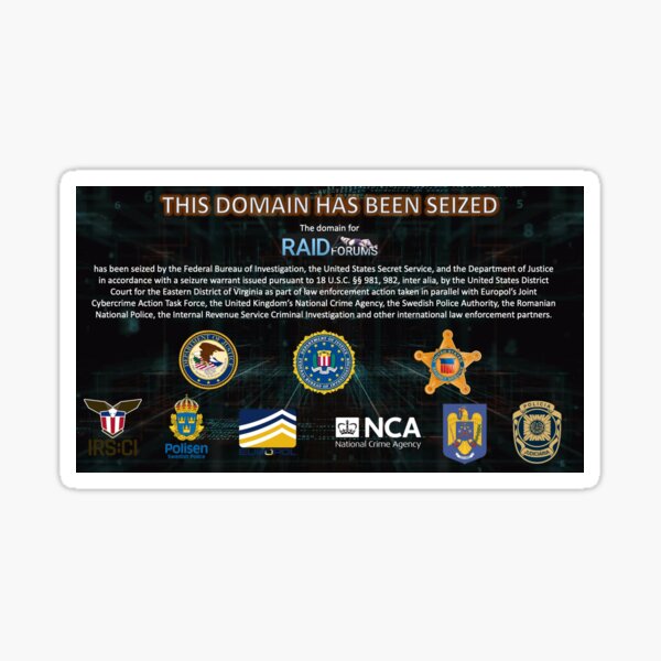 "Raid Forums Seizure Notice" Sticker for Sale by SovietSeal | Redbubble