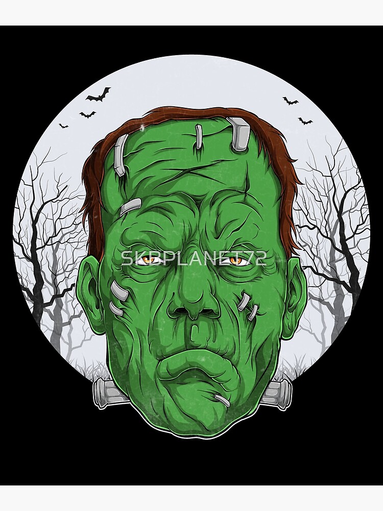 Póster «Guapo cara de zombie sobre luna llena aterrador personaje ...