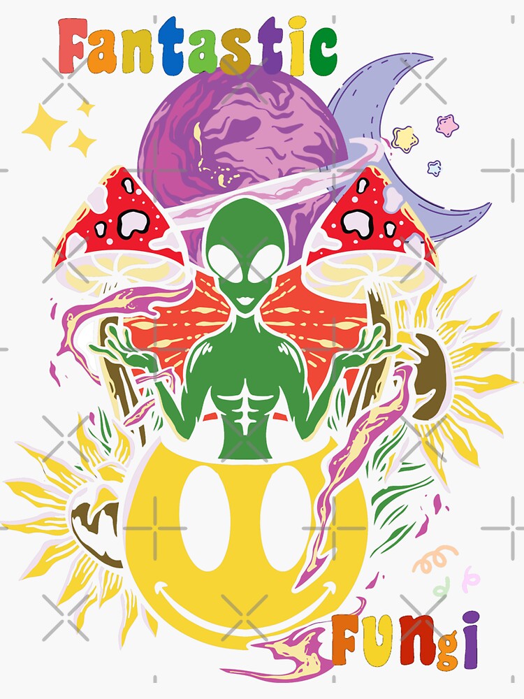 "Funny Magic Mushroom Alien Trippy Shroom LSD Weed Acid Trip T-Shirt ...
