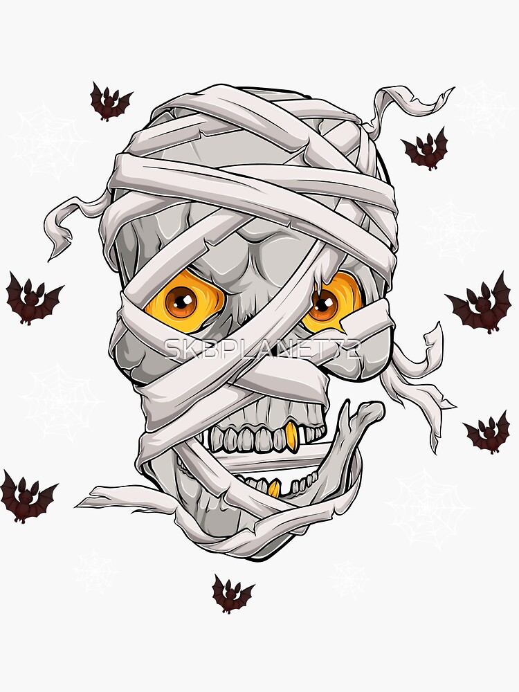 Pegatina «Calaveras de momia aterradoras realistas de Halloween ...