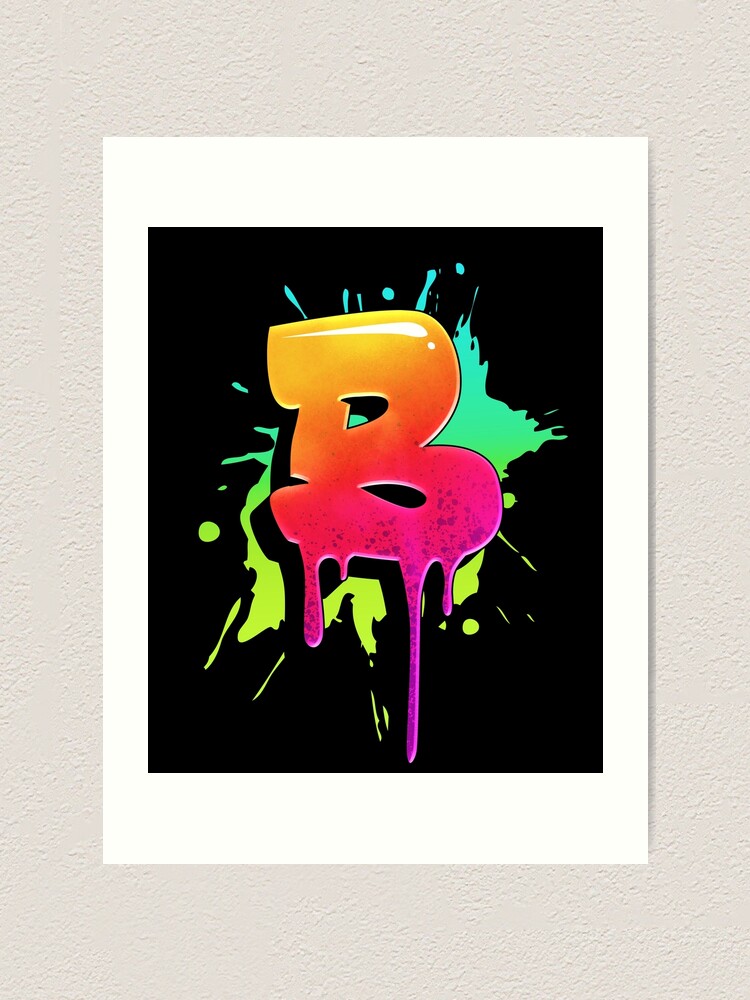 "Graffiti Letters B Letter Colorful Paint Splash Style" Art Print for ...