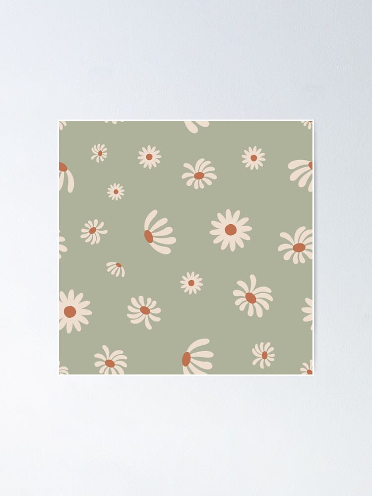 "Sage green daisy cottagecore pattern" Poster for Sale by PatternBelle ...