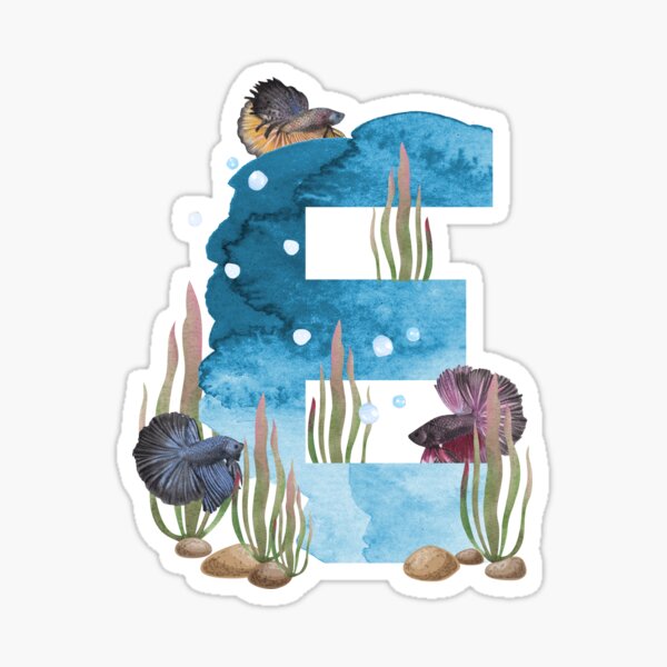 "Letter E | ABC Aquarium Betta Collection" Sticker for Sale by TheTree ...