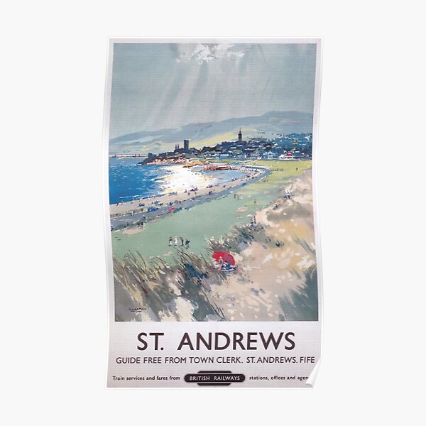 "St Andrews, Scotland - BR, ScR - Vintage Railway Travel Poster - 1950s ...