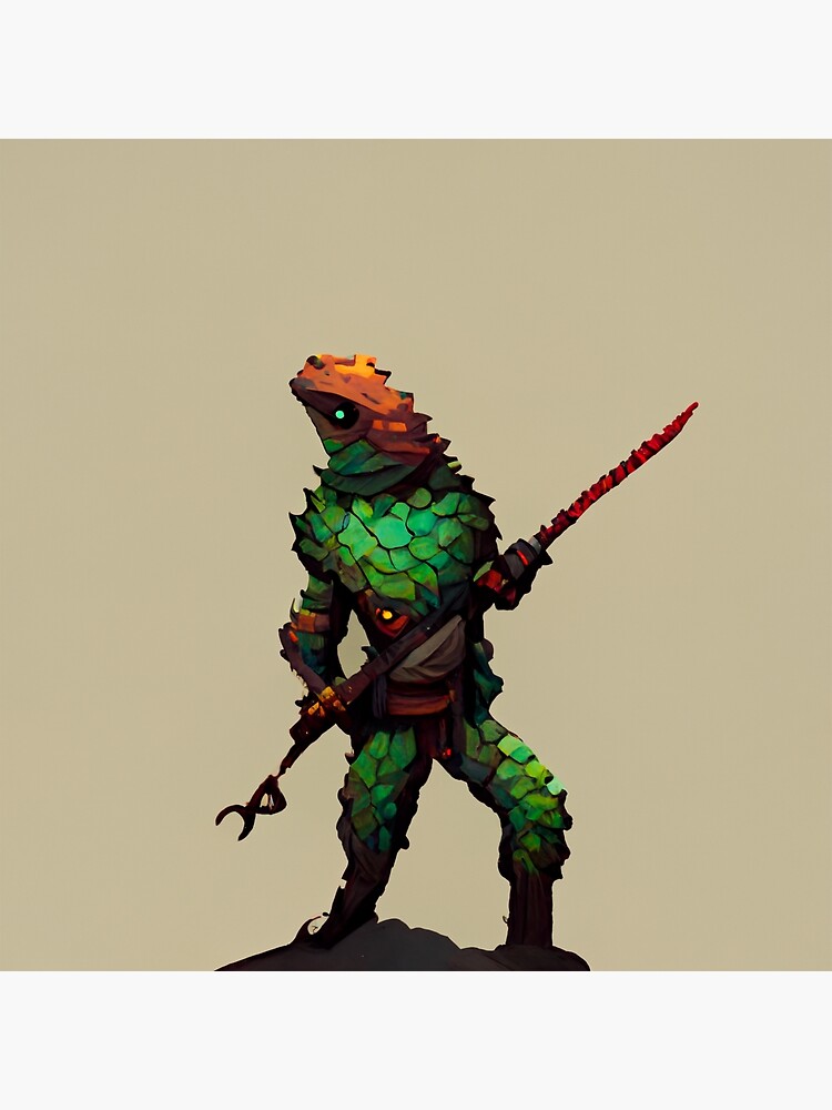 "Pixelart Lizardman Holding Spear" Poster for Sale by devath | Redbubble