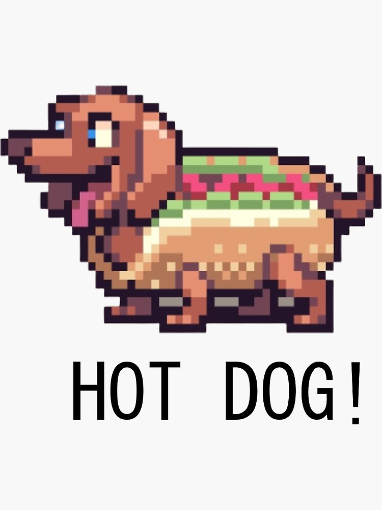"Hot Dog! Pixel Art" Sticker for Sale by prestoletrey | Redbubble
