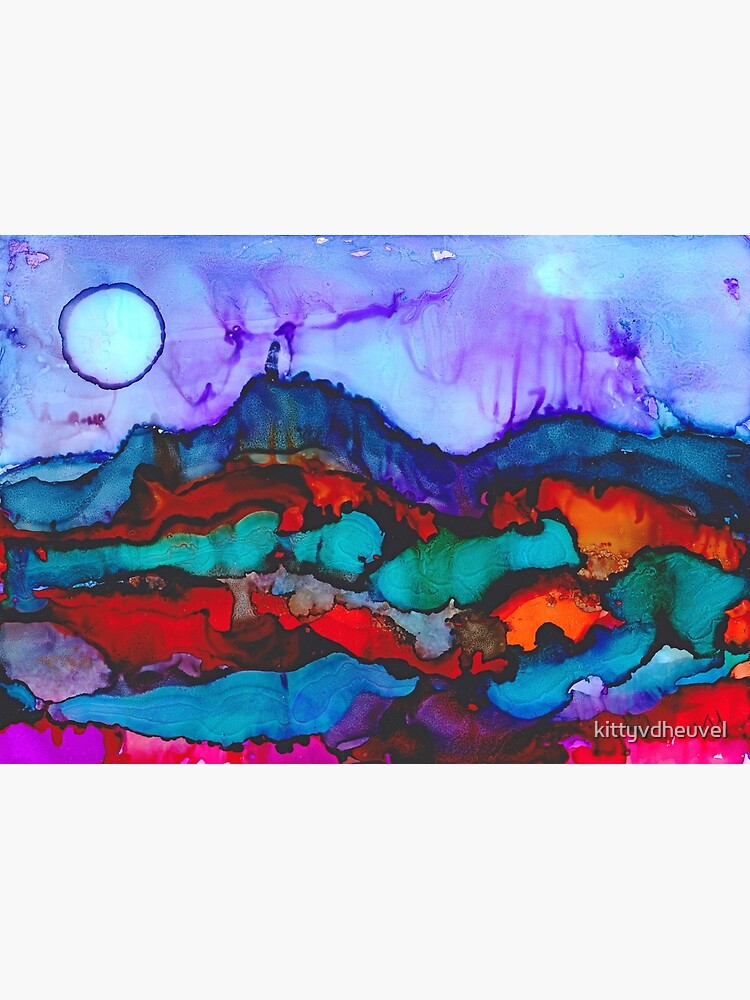 "Night in the mountains alcohol ink painting" Poster by kittyvdheuvel ...
