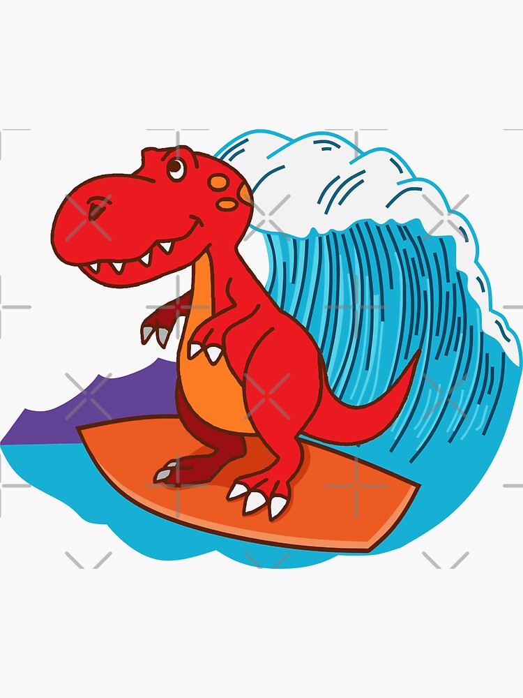 "Chibi T-Rex Surfing " Sticker for Sale by GlennLandasWSS1 | Redbubble