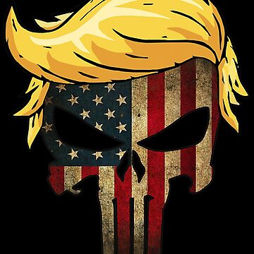 "Trump Hair Skull Shirt - 4th of july US Flag Trump Gift" Sticker for ...