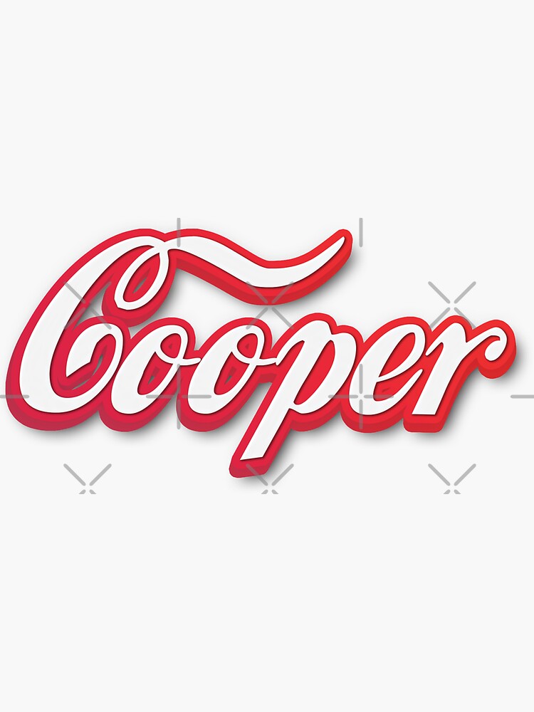 Pegatina «Cooper : Nombre del perro en letra blanca y contorno rojo ...